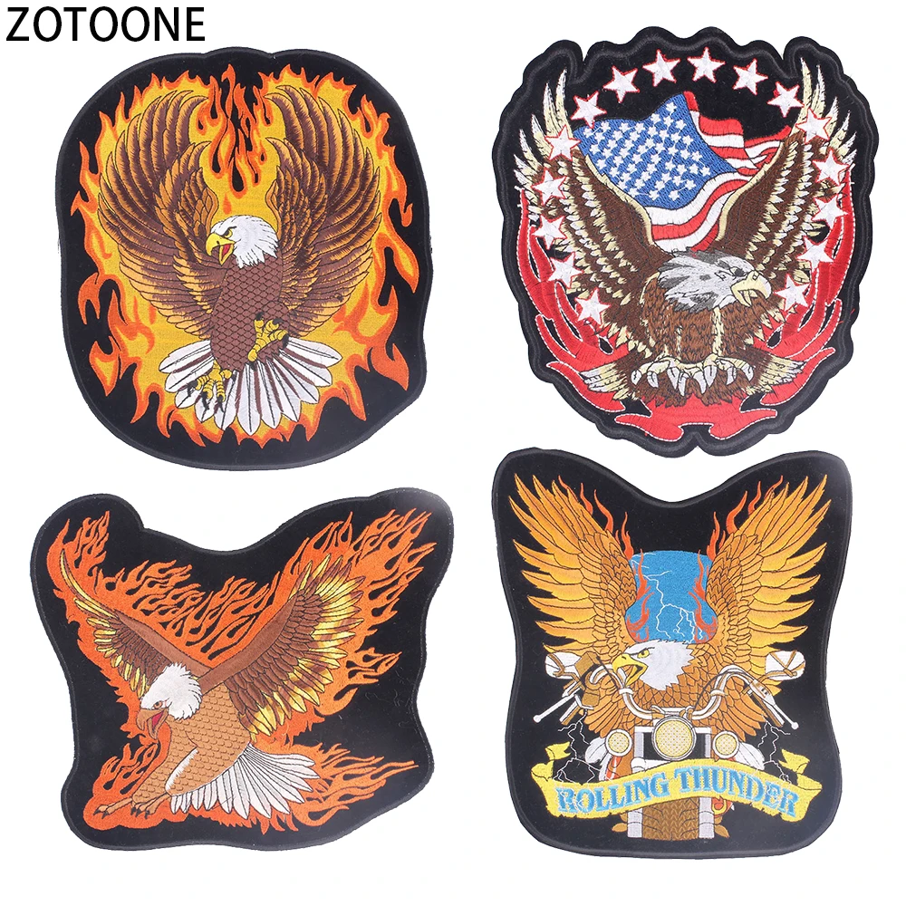 Zotoone Eagle Patch For Clothes Punk Iron On Patches Diy Embroidered ...