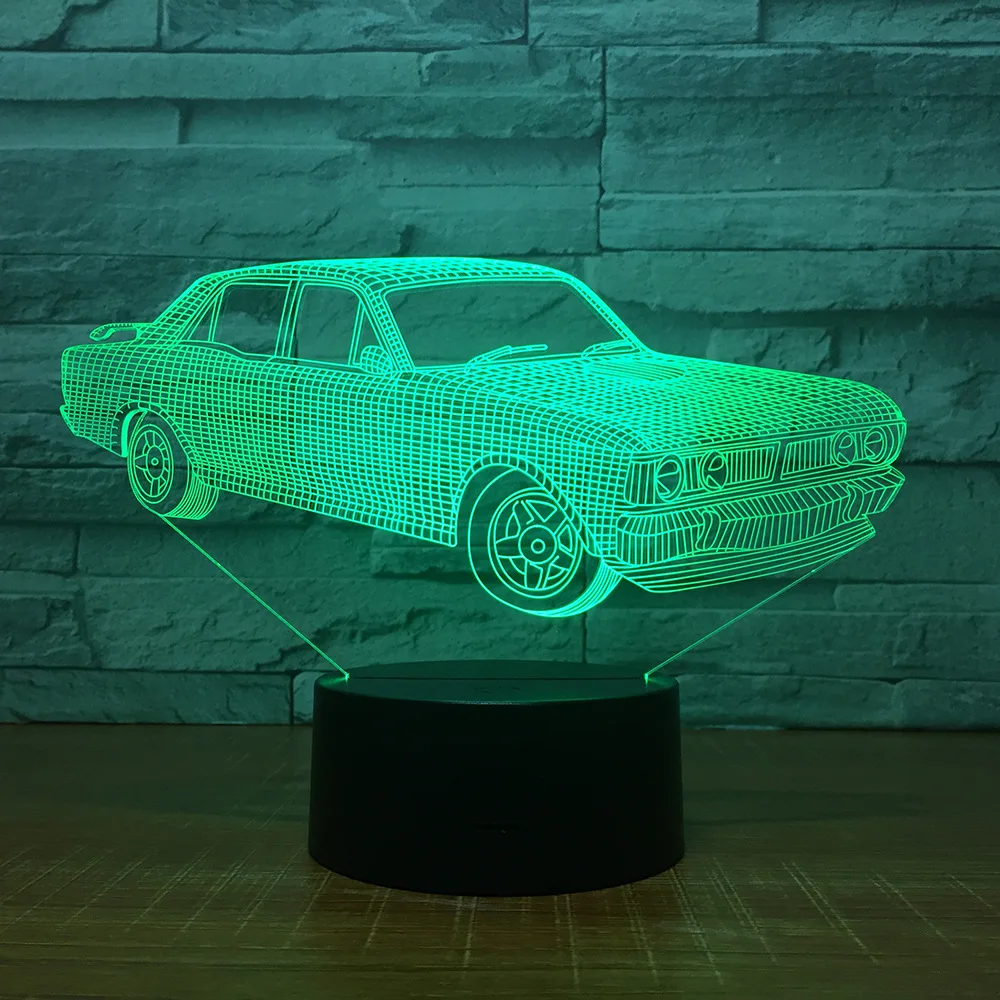 3D car night light 7 color touch energy saving led lamp creative ...