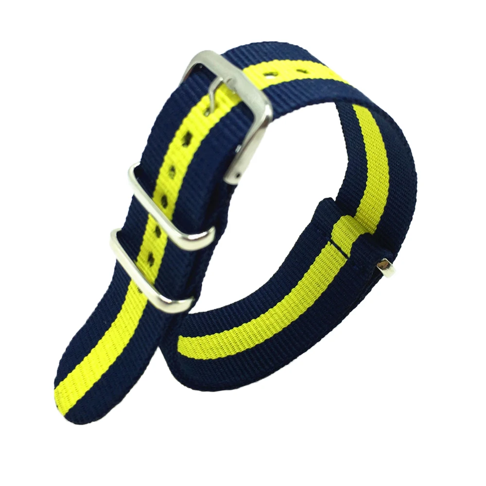 18 20 22mm Blue/Yellow Nato Nylon Replacement Strap for Army Sport ...