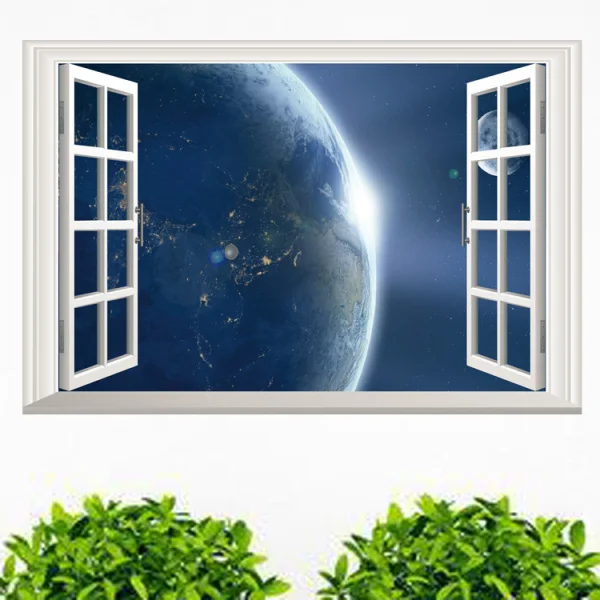 40x60cm new 2016 brand wall stickers outer space view earth 3d fake ...