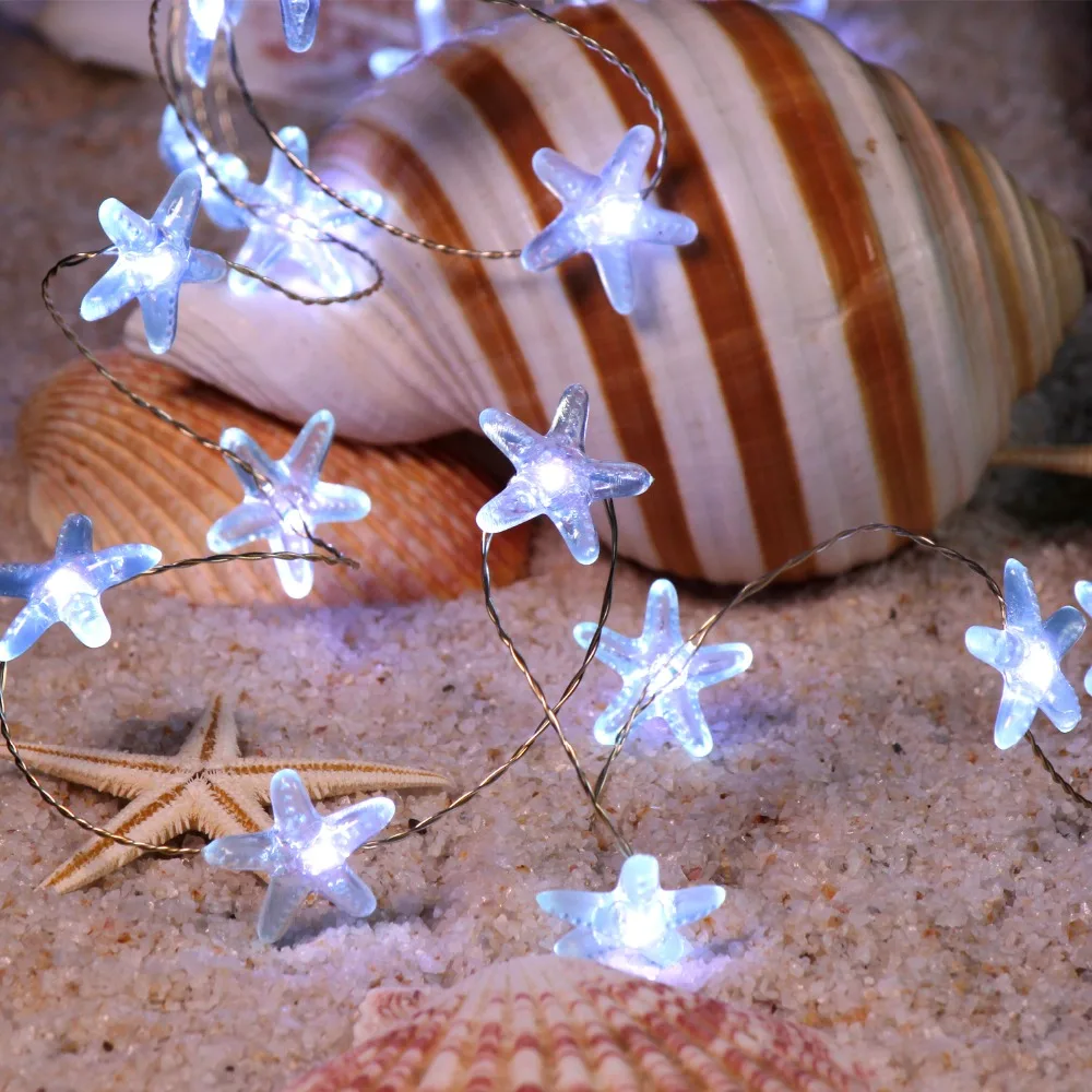 Starfish String Lights, 10ft 40 LEDs Fairy Light Christmas Decorative ...