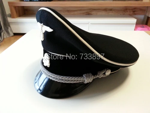 WW2 WWII GERMAN ALLGEMEINE SS OFFICERS VISOR CAP HAT WHITE PIPED with ...