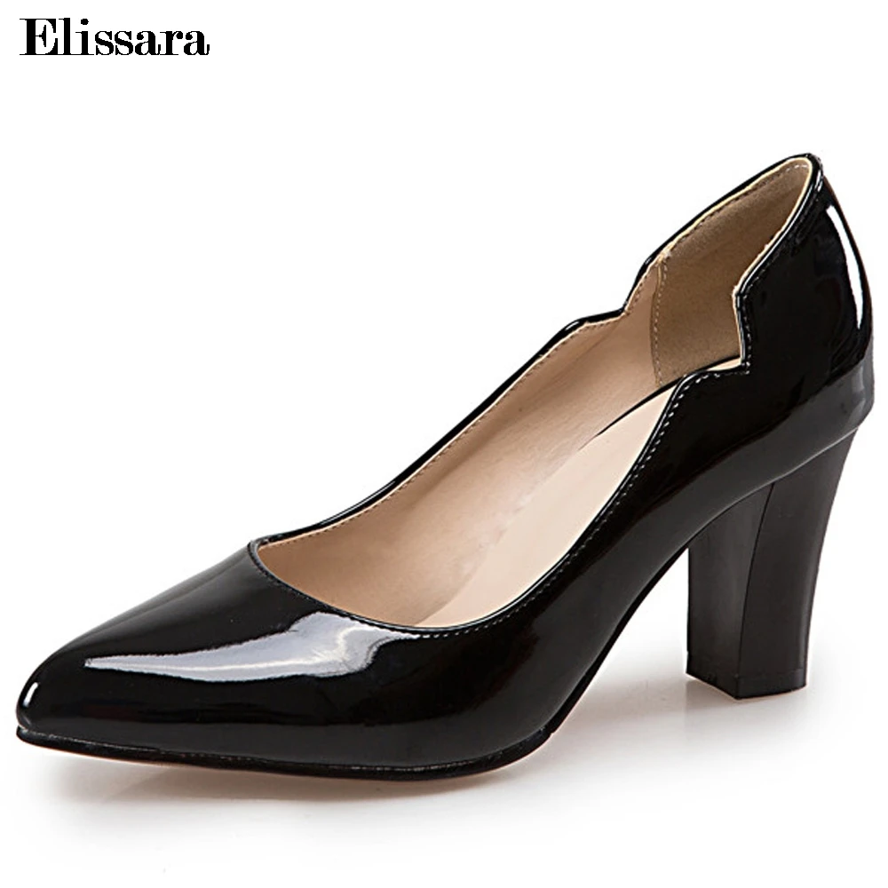 Women High Heels Pumps Shoes Black Women Sexy Patent Leather Pointed ...