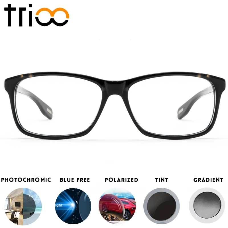 Trioo Prescription Glasses Reading Clear Lens Glasses Minus Diopter Nearsighted Square