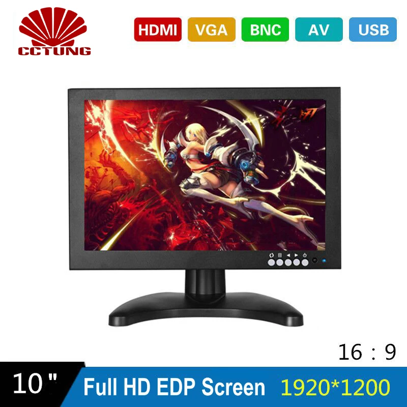 Monitor EDP 1920X1200 de 10 pulgadas con carcasa de Metal y conector ...