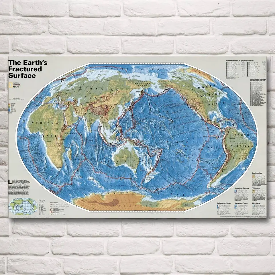 World Map National Geographic Art Silk Fabric Poster Prints 12x19 15x24 ...