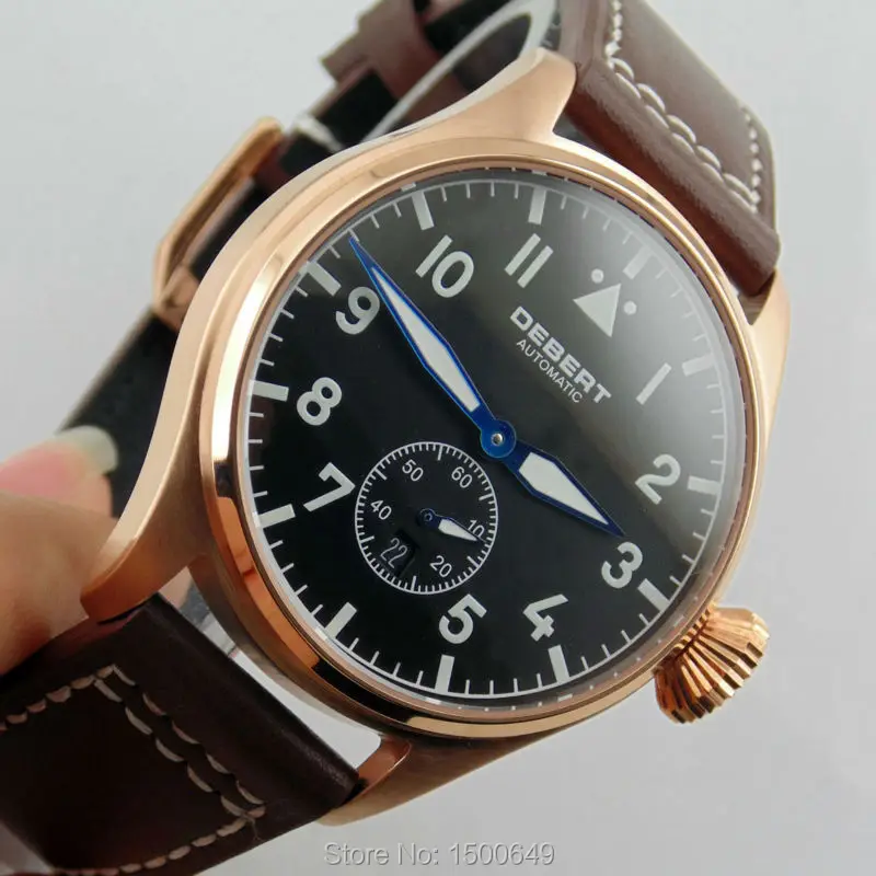 DEBERT Black Dial 42mm Gold steel case Golden steel buckle Green ...