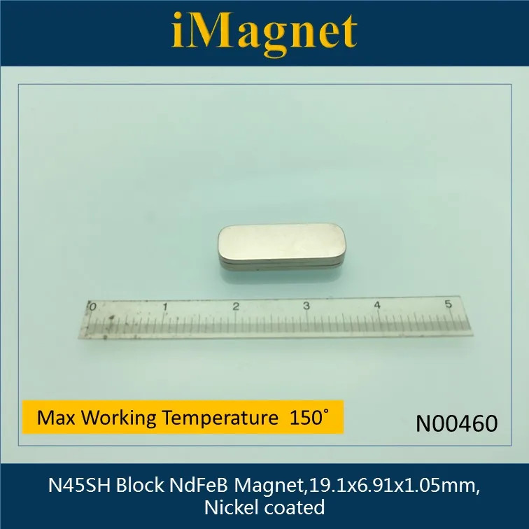 N00460 5pcs N45SH Block Rare Earth Neodymium Magnet,19.1x6.91x1.05mm ...