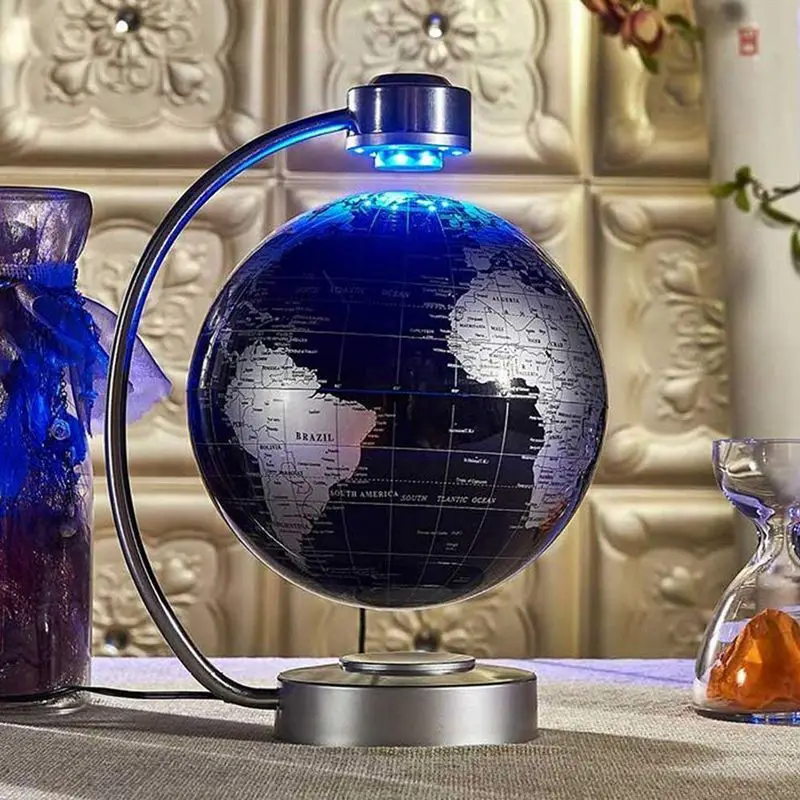 EU plug, magnetic levitation flute world map globe, 8 inch rotating ...