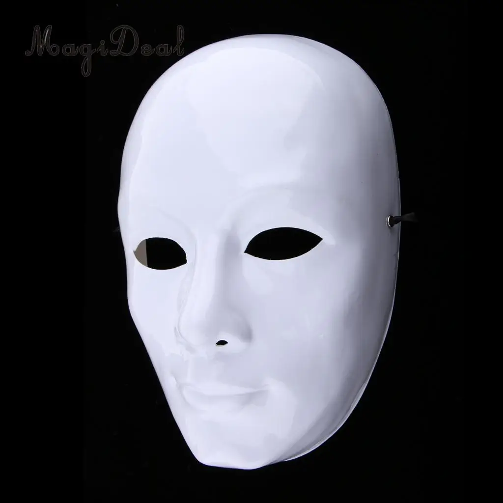 White Face Adult Mask Blank Male Mask Halloween Costume Unpainted Mask ...