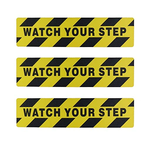 3 Pcs Watch Your Step Warning Sticker Adhesive Tape Anti Slip Abrasive ...