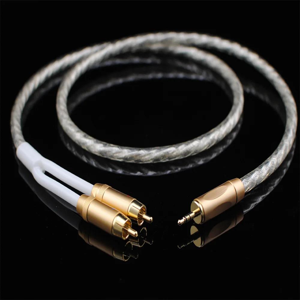 Top Quality MCA Stereo 3.5mm male to 2 RCA Audio Cable Silver Plated ...