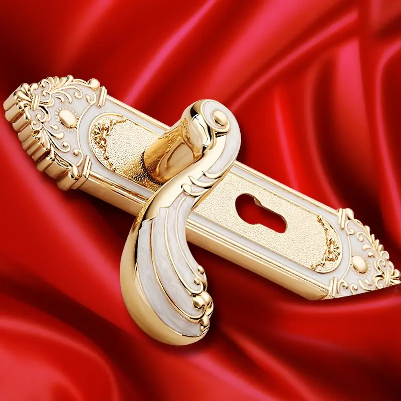 Free shipping European white locks Simple bedroom double tongue lock ...