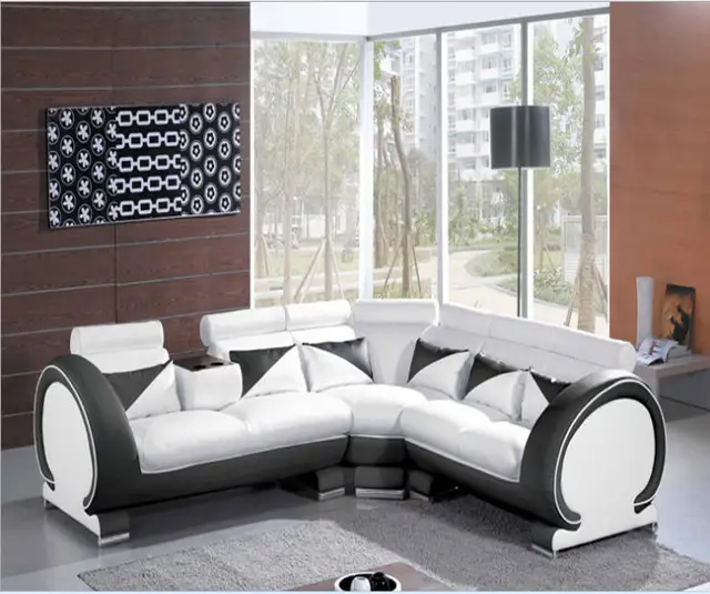Living Room Sofa set corner sofa real genuine cow leather sectional ...