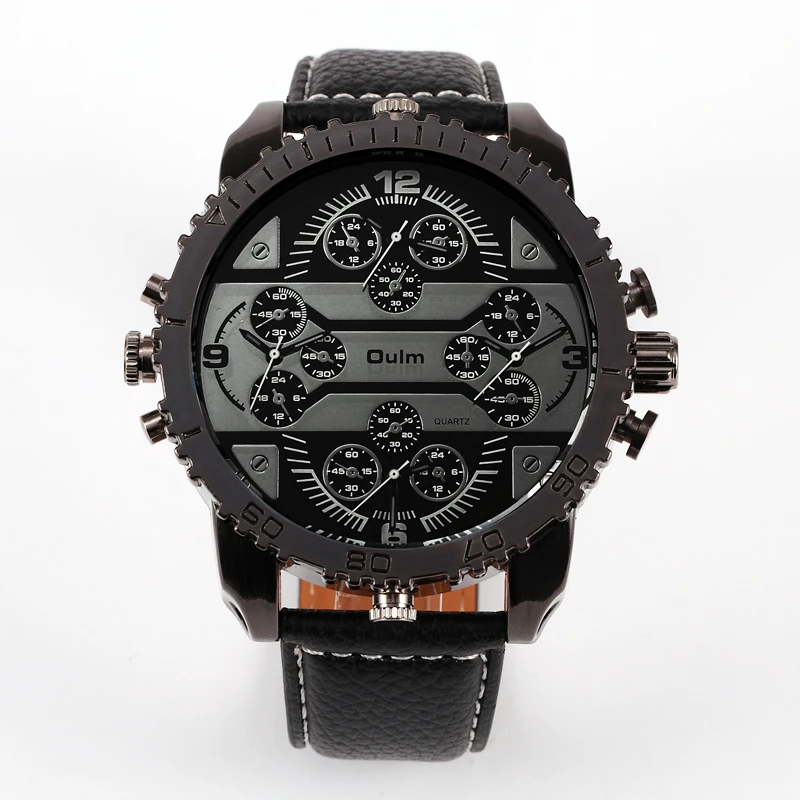 Aliexpress Buy Oulm Mens Big Face Watches 4 Time Zone Leather Aliexpress Buy Oulm Mens Big Face Watches 4 Time Zone Leather