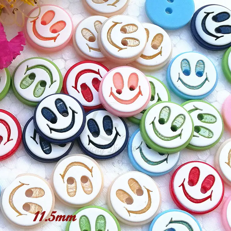 250pcs 11.5mm(18L) Mixed color smile decorative buttons for sewing ...
