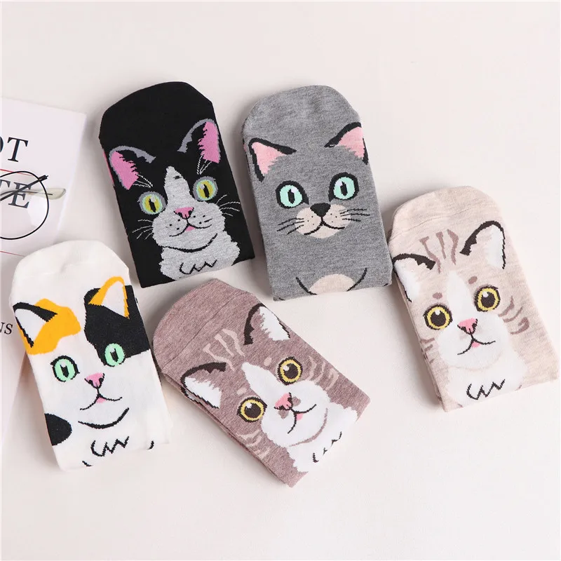 [La MaxPa] 5Pairs 2017 Fashion Cartoon Socks Women Cat Footprints 3D ...