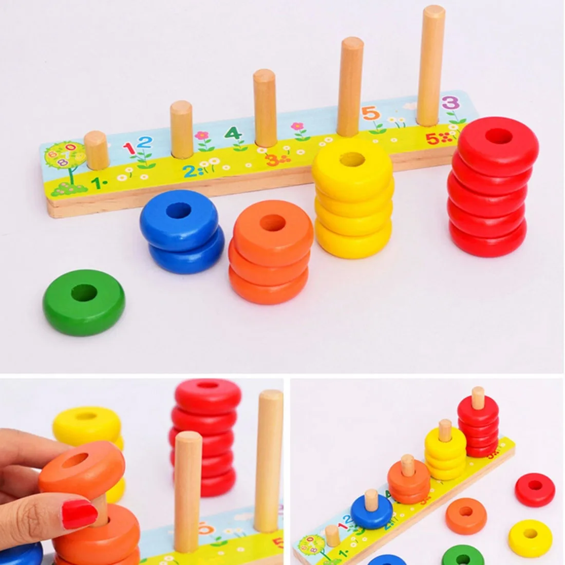 NFSTRIKE Calculate Circle Montessori Counting Stacker Wooden ...