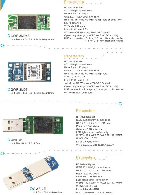 Купить Высокое качество rt3070 150 мбит wifi usb модуль с ce, fcc, rohs ...