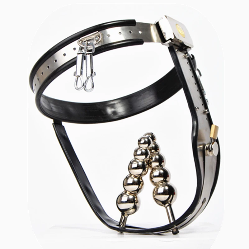 Chastity Pants T Type Chastity Belt with Anal Plug Vagina Plug Double ...