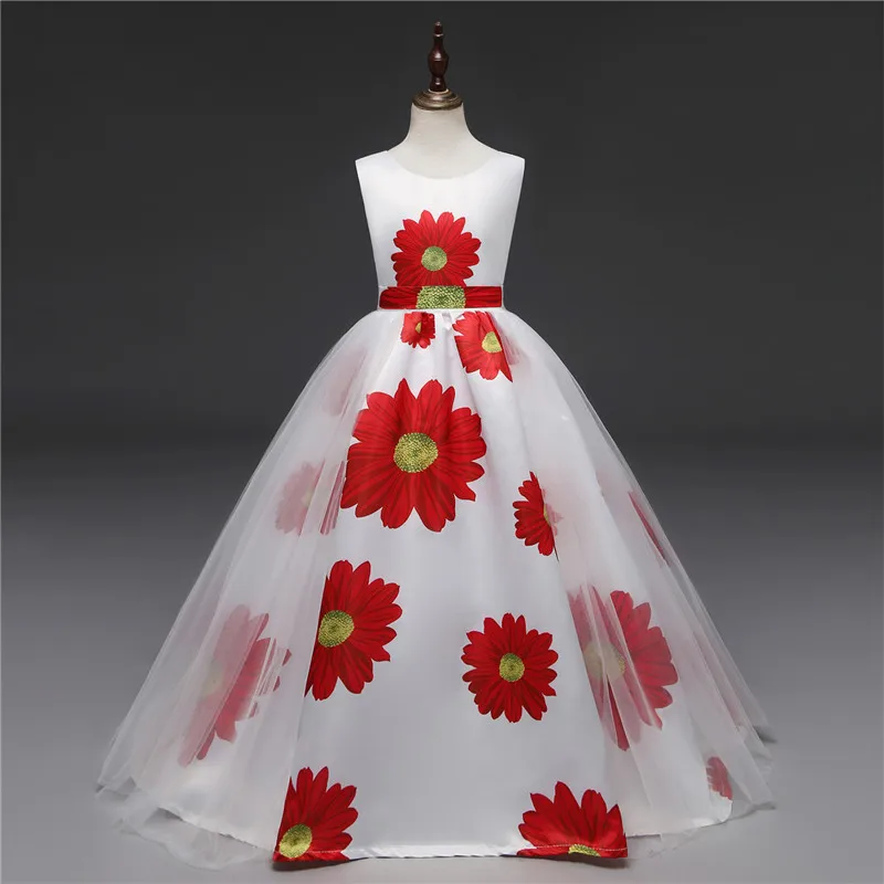 Big Flower Kids Clothing Summer Girl's Wedding Dresses Gown Flower ...