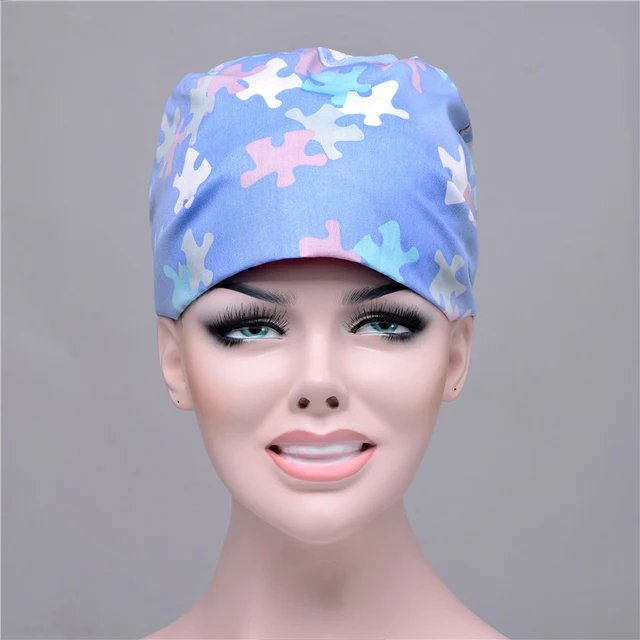 14 Colors Floral Printed Cute Scrub Caps High Quality Gourd Hat Clinic ...