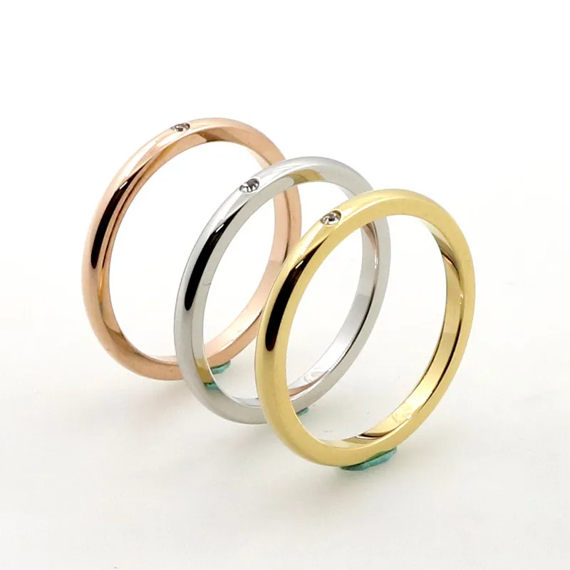 2mm Simple Smooth Fine Ring Thin Little Finger Ring Cubic Zircon ...