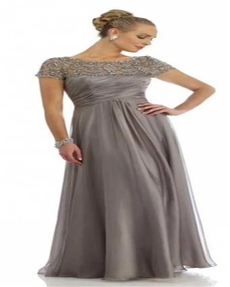 New vestidos ELegant Gray Silver Mother Of The Bride Dresses Floor ...