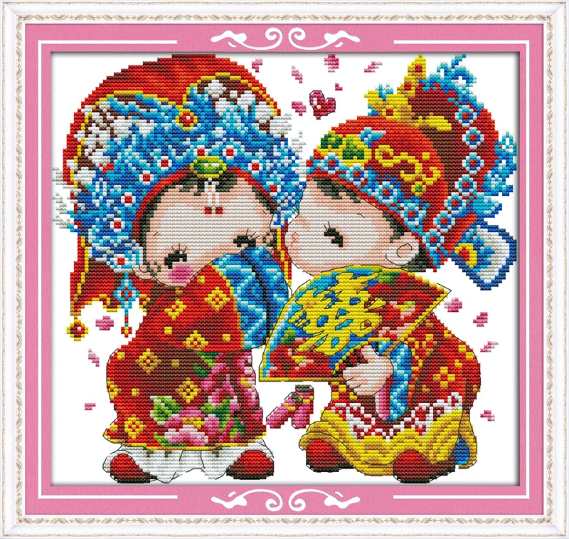 Chinese wedding (2) cross stitch kit people 18ct 14ct 11ct count print ...