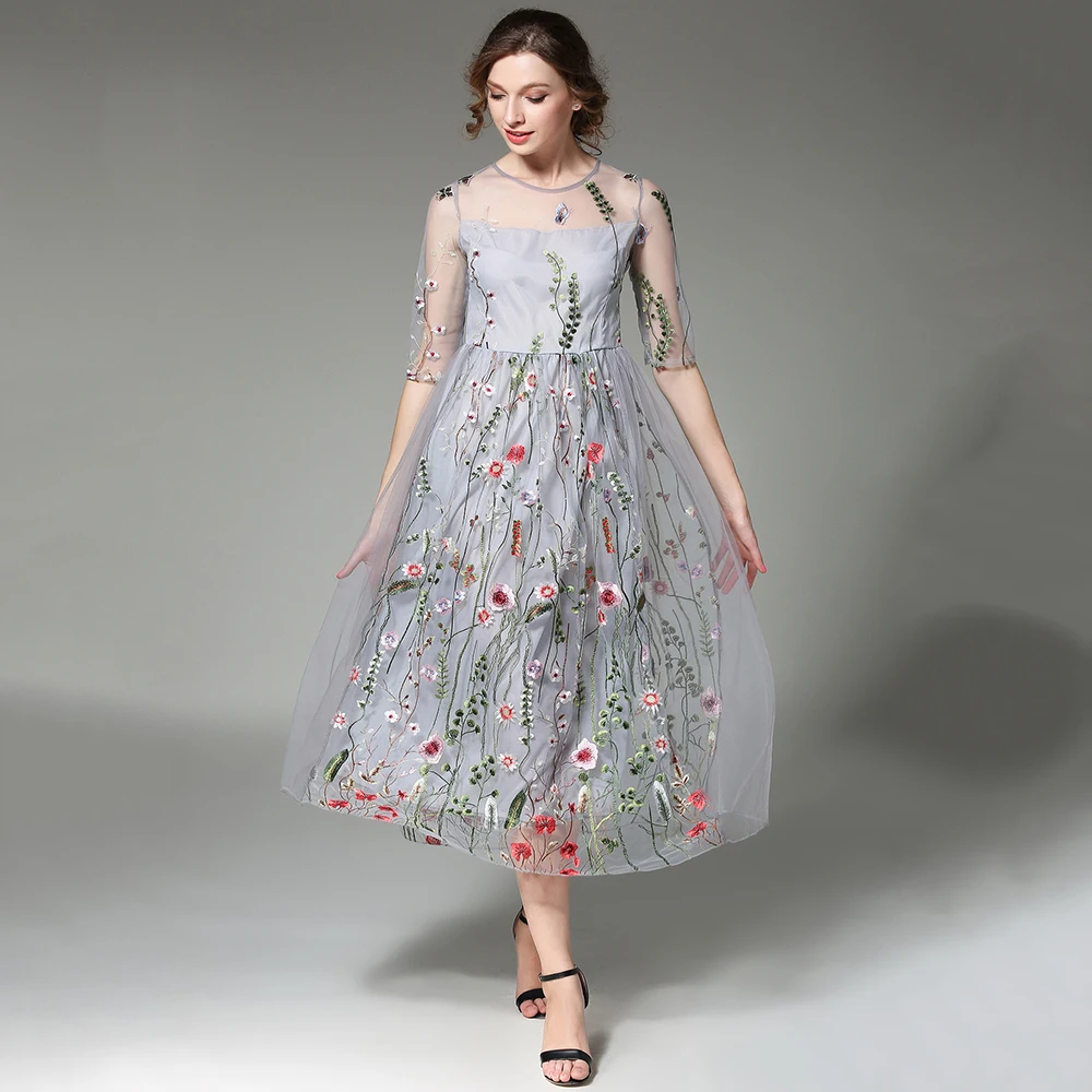 2018 Summer Sexy Mesh Dress Women Hollow Out Mesh Vestido Gray ...