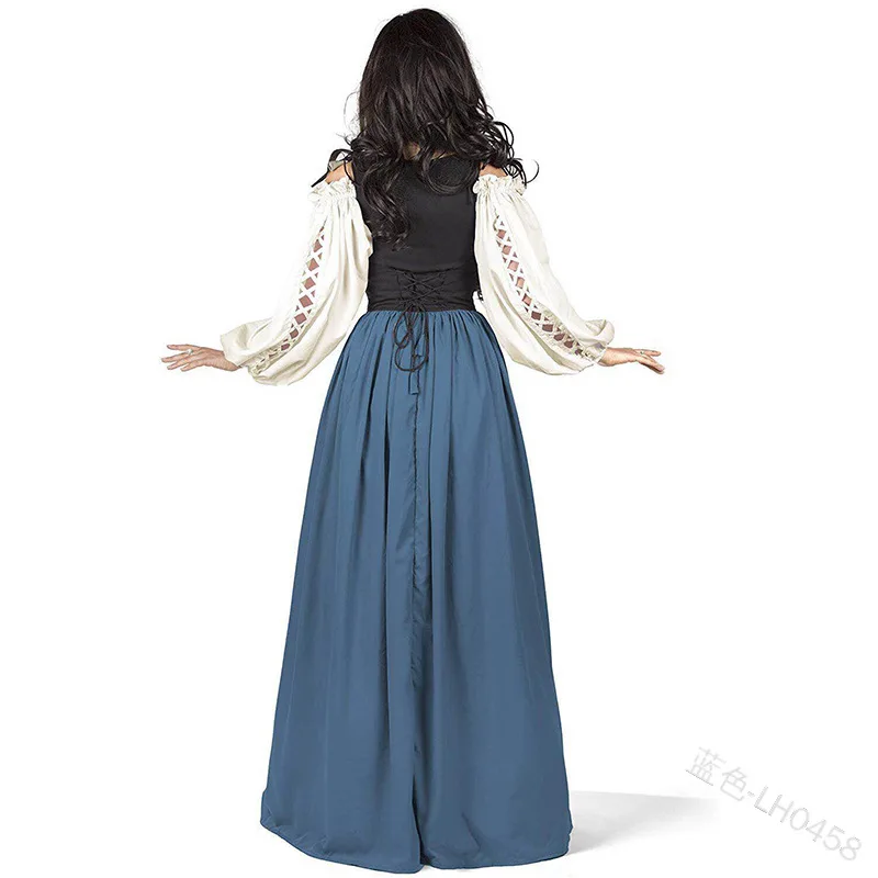 Размера плюс Xxxxxl взрослых Для женщин средневековый костюм Макси длинное платье в пол платье