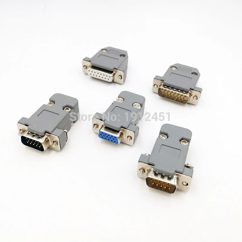 DB15 data cable connector plug VGA Plug 3 row D type connector 15pin port socket adapter female ...