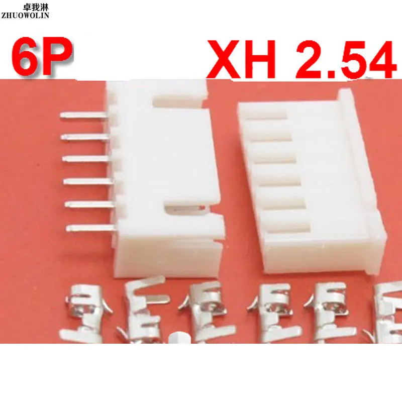 100sets/Lot 6 Pin Connector Leads Header 2.54mm XH 6P Kit Housing Pin ...