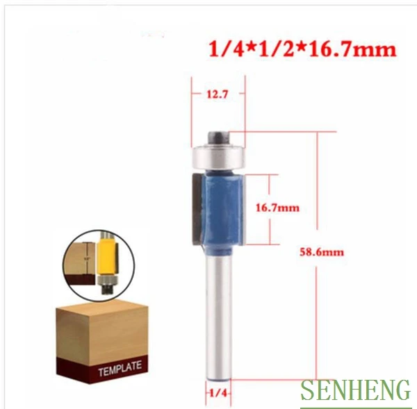 1piece 1/4x1/2*16.7 6.35mm T type bit trimming bit woodworking tools ...
