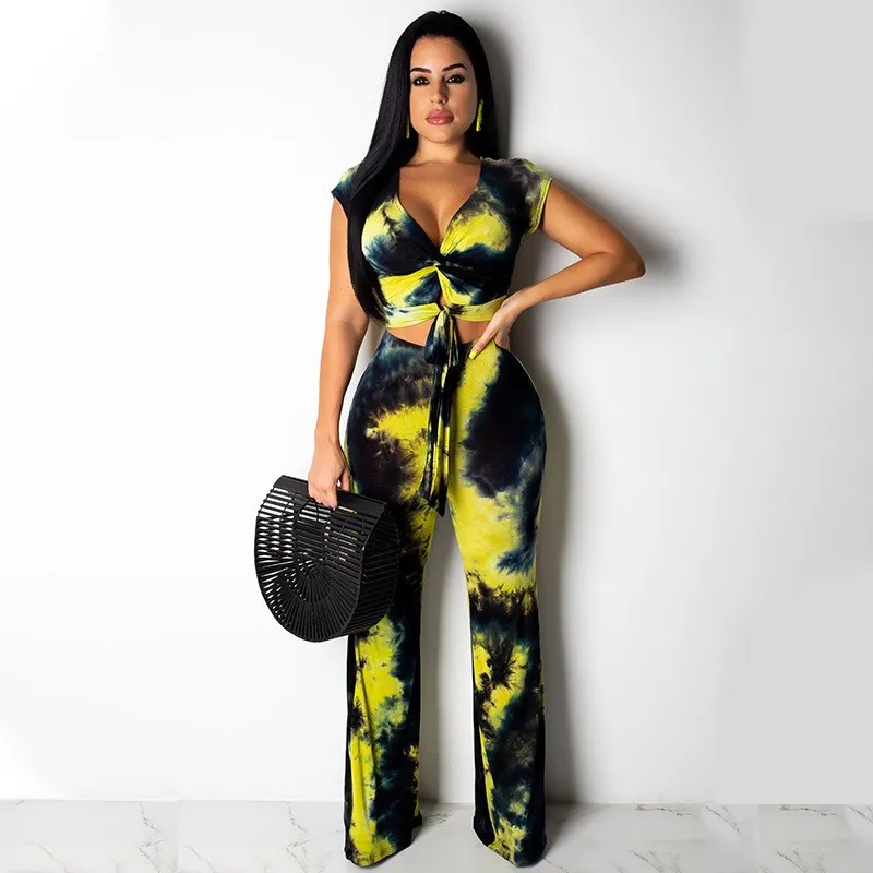 Conjunto de dos piezas con estampado Floral de moda para mujer, cuello ...