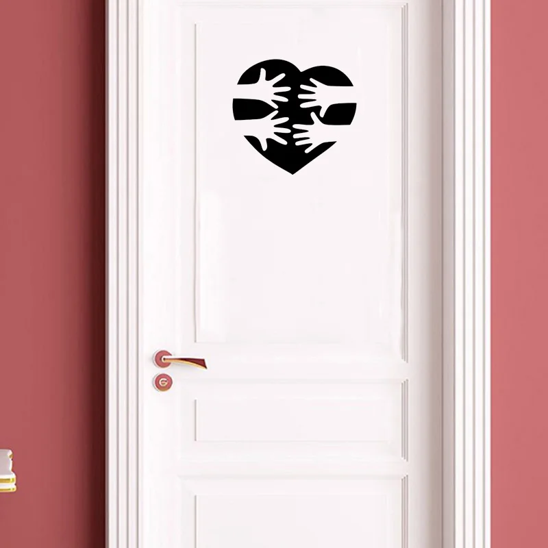 YOJA 24*22.4CM Love Heart Reaching Hands Room Door Decoration Decal ...