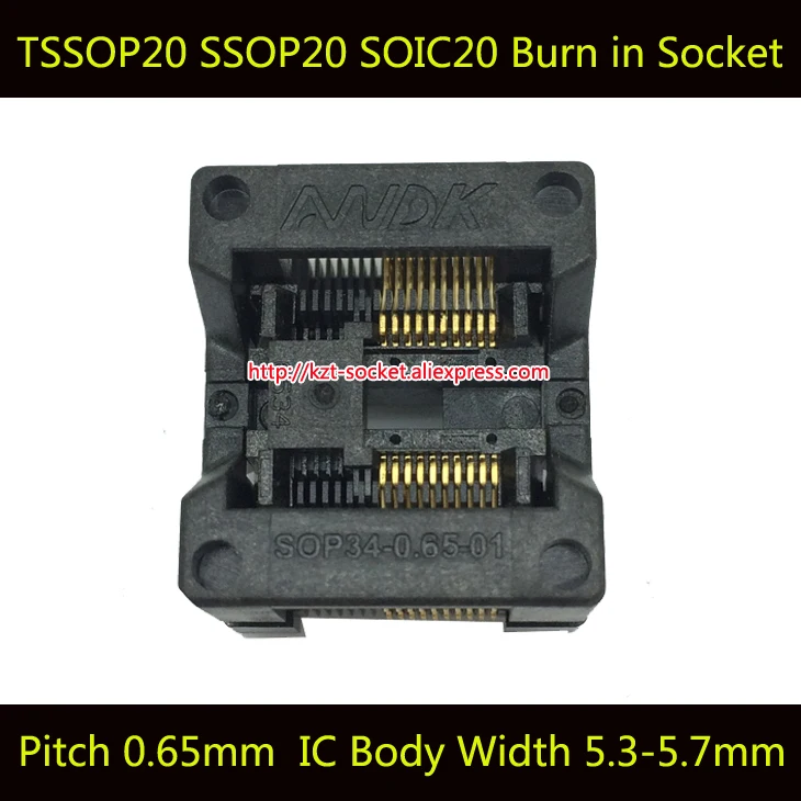 TSSOP20 SSOP20 Burning Socket 208mil 224mil Test Socket Pitch 0.65mm IC ...