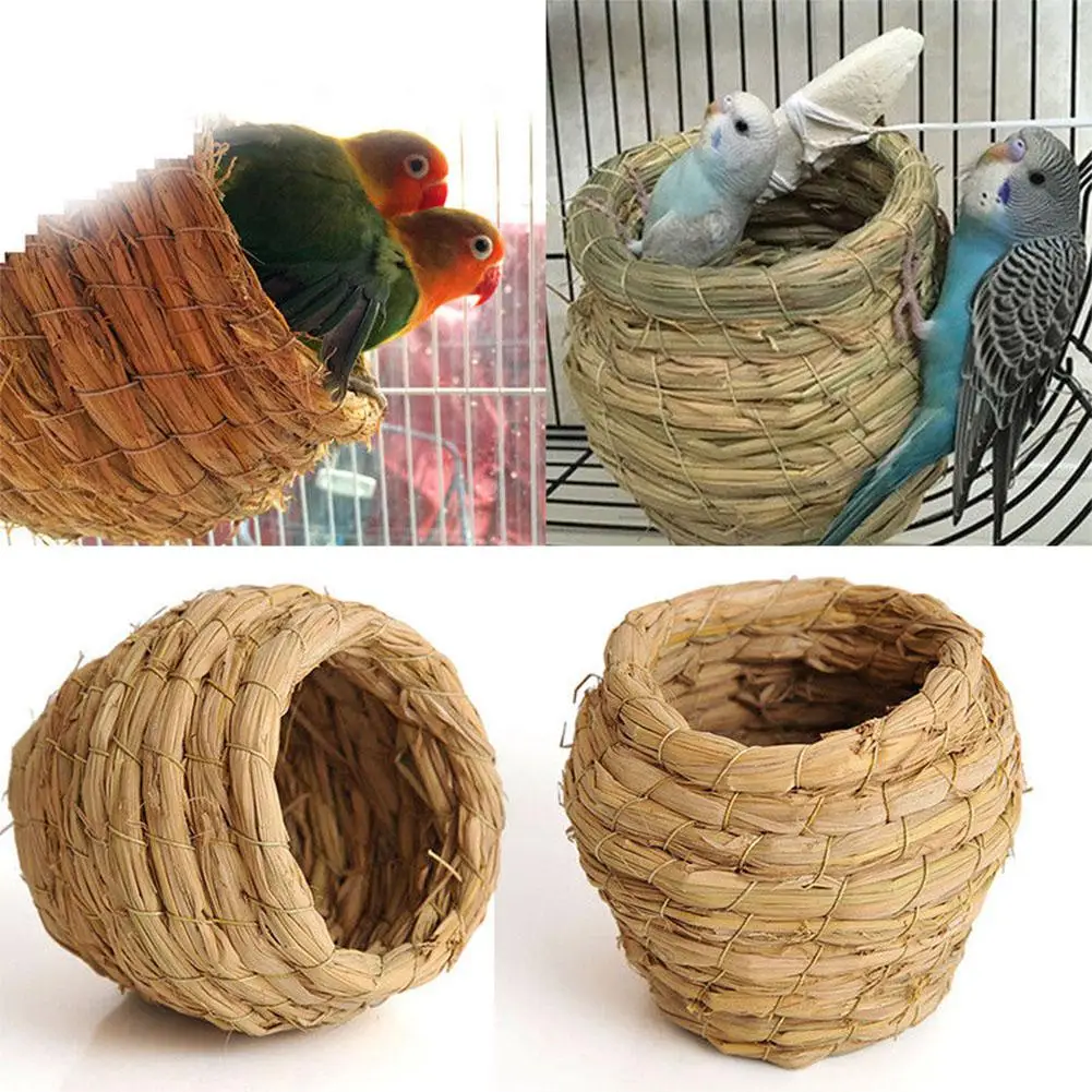 SaiDeng Straw Bird Nest House Animals Bird House Parrot Nest Cages Bird ...