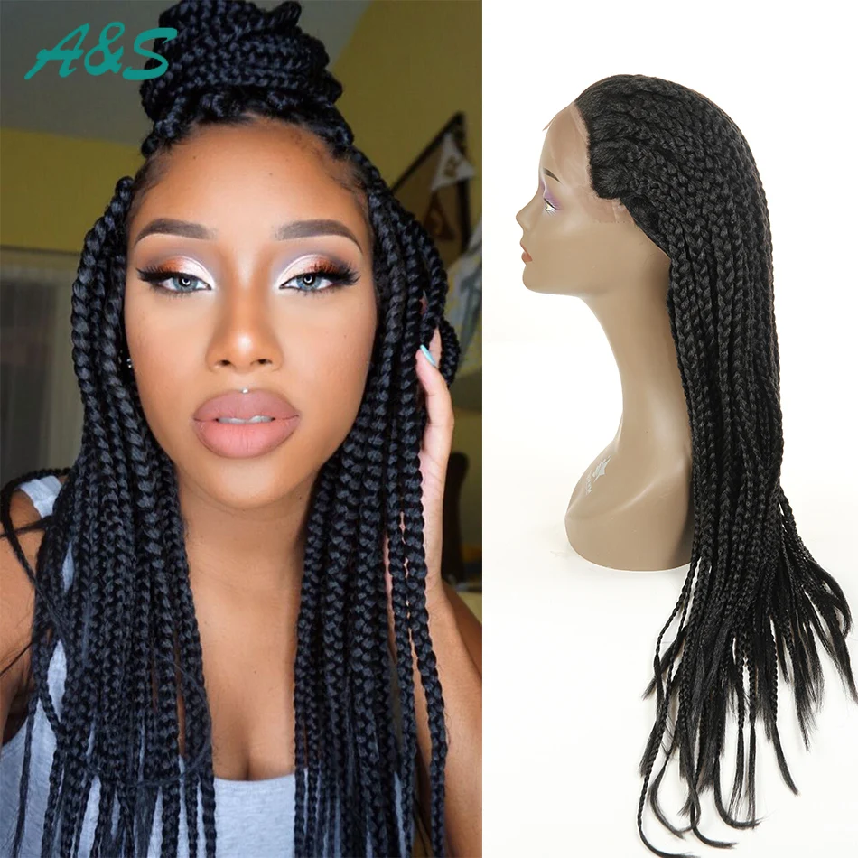 Good looking Overwatch Cosplay 3x Box Braids Synthetic Lace Front Wigs ...