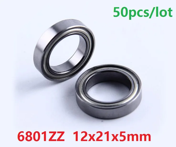 50 개/몫 6801ZZ 6801 ZZ 12x21x5mm 볼 베어링 얇은 섹션 깊은 홈 볼 베어링 12*21*5|샤프트 ...
