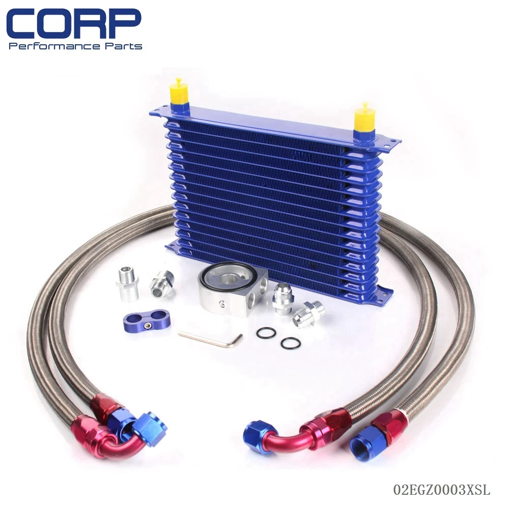 Universal 15 Row JDM Engine Oil Cooler Kit + Sandwich Plate + AN10 Oil ...