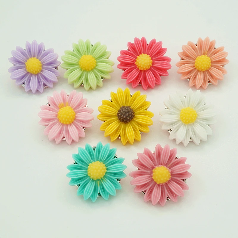 NEW 10pcs mixed Beauty 20MM Resin Daisy snaps buttons Simple fit DIY ...
