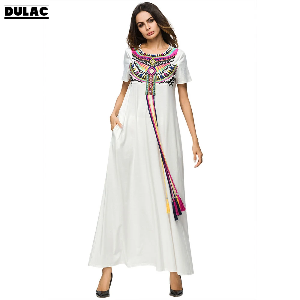 Europe USA Middle East Muslim Women Fashion O Neck Short Sleeve Casual ...