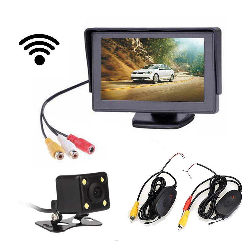 2 in 1 wireless Auto 4.3 Inch car Monitor TFT LCD Display with CCD 4 ...