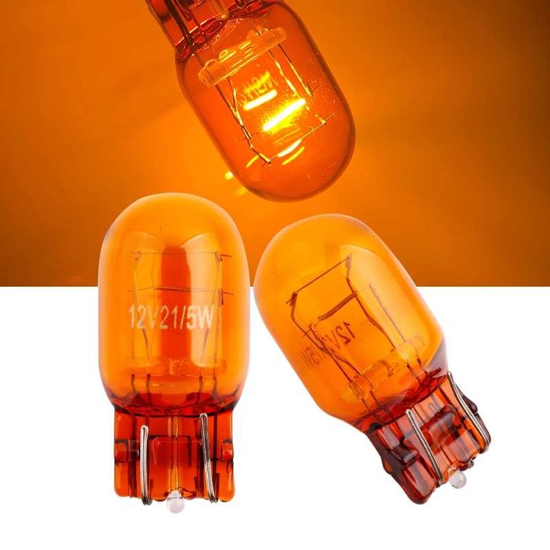 Car T20 7440 7443 21/5W Natural Amber Glass halogen lamps WY21W W21W Brake Bulbs Stop Light Side ...