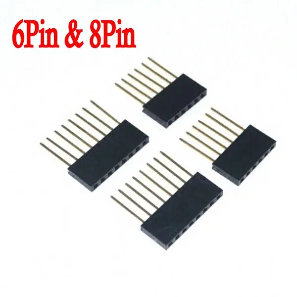 200pcs 2 54mm 6pin And 8pin 10mm Long Needle Female Header Strip