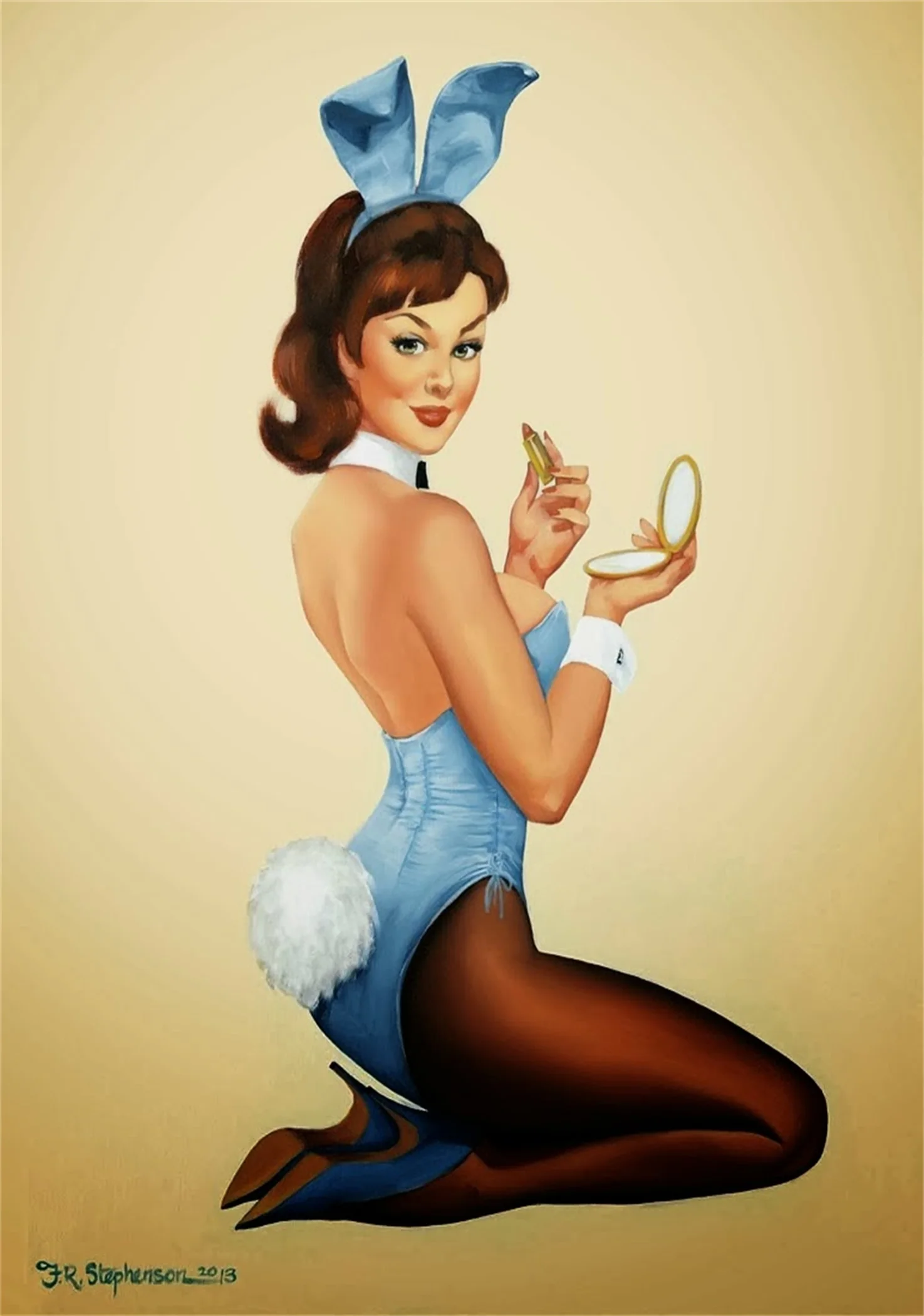 Bunny Dancer Pin Up Girl Pop Art Map Poster Classic Vintage Retro Kraft Decorative Maps Wall