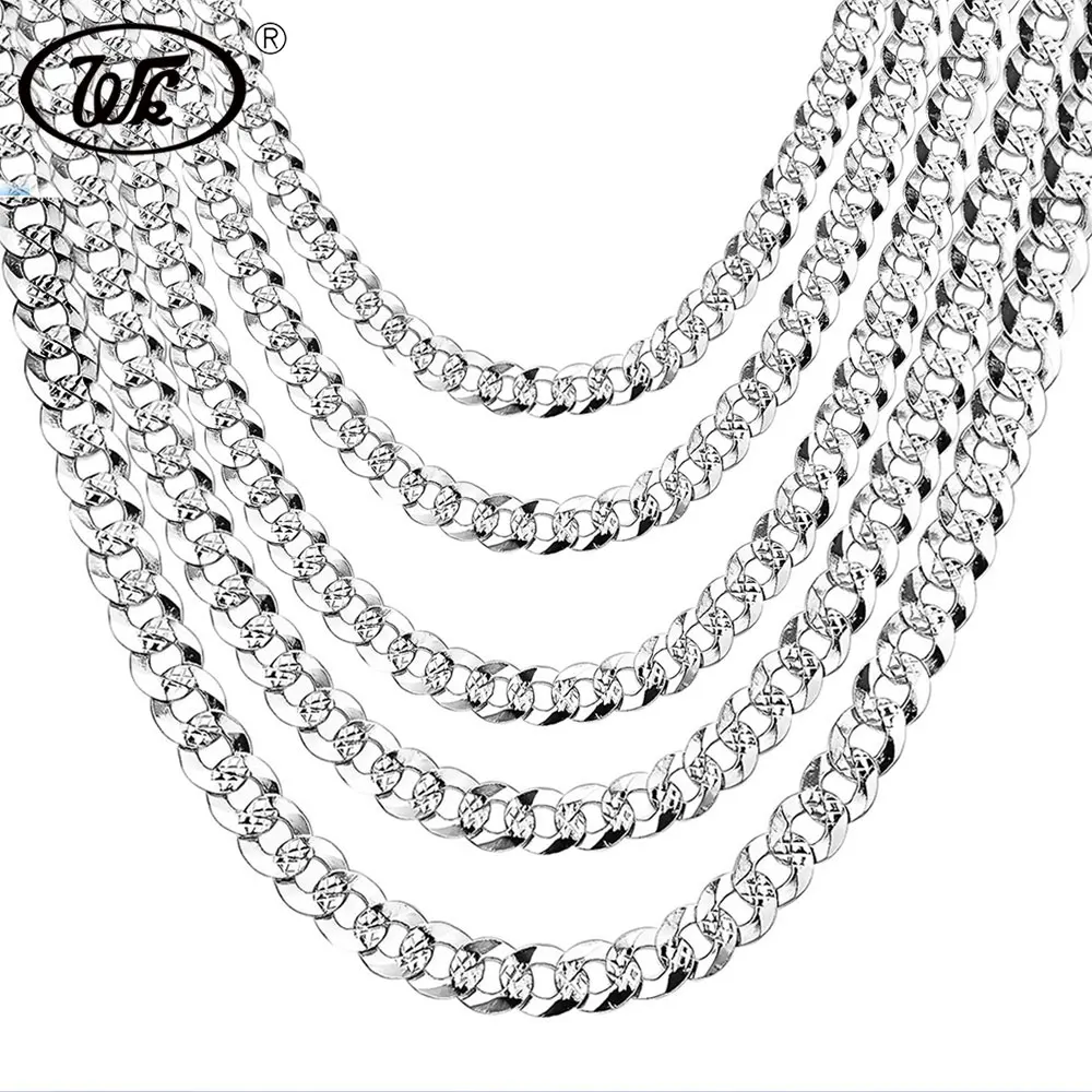 מוצר - WK 100% 925 Sterling Silver Mens Silver Chain Necklace Men Hip ...
