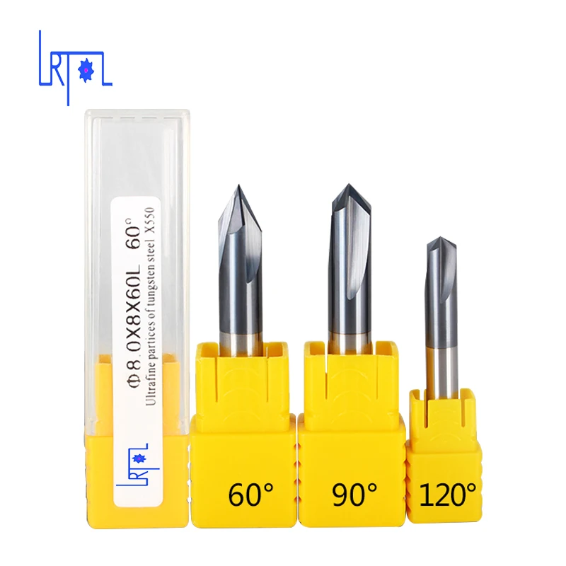 3,4,5,6,8,10,12mm Solid Tungsten 2flutes Carbide Chamfer End Mill 60/90 ...