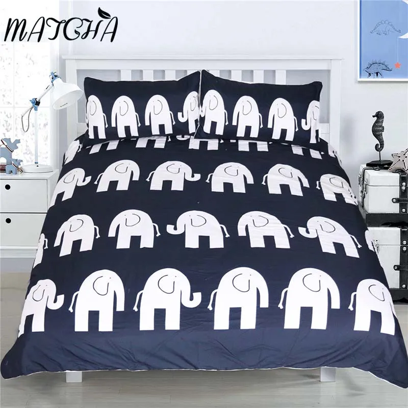 Matcha Store 3 PC Cute Elephant Pattern Bedding Sets Twin Full Queen ...